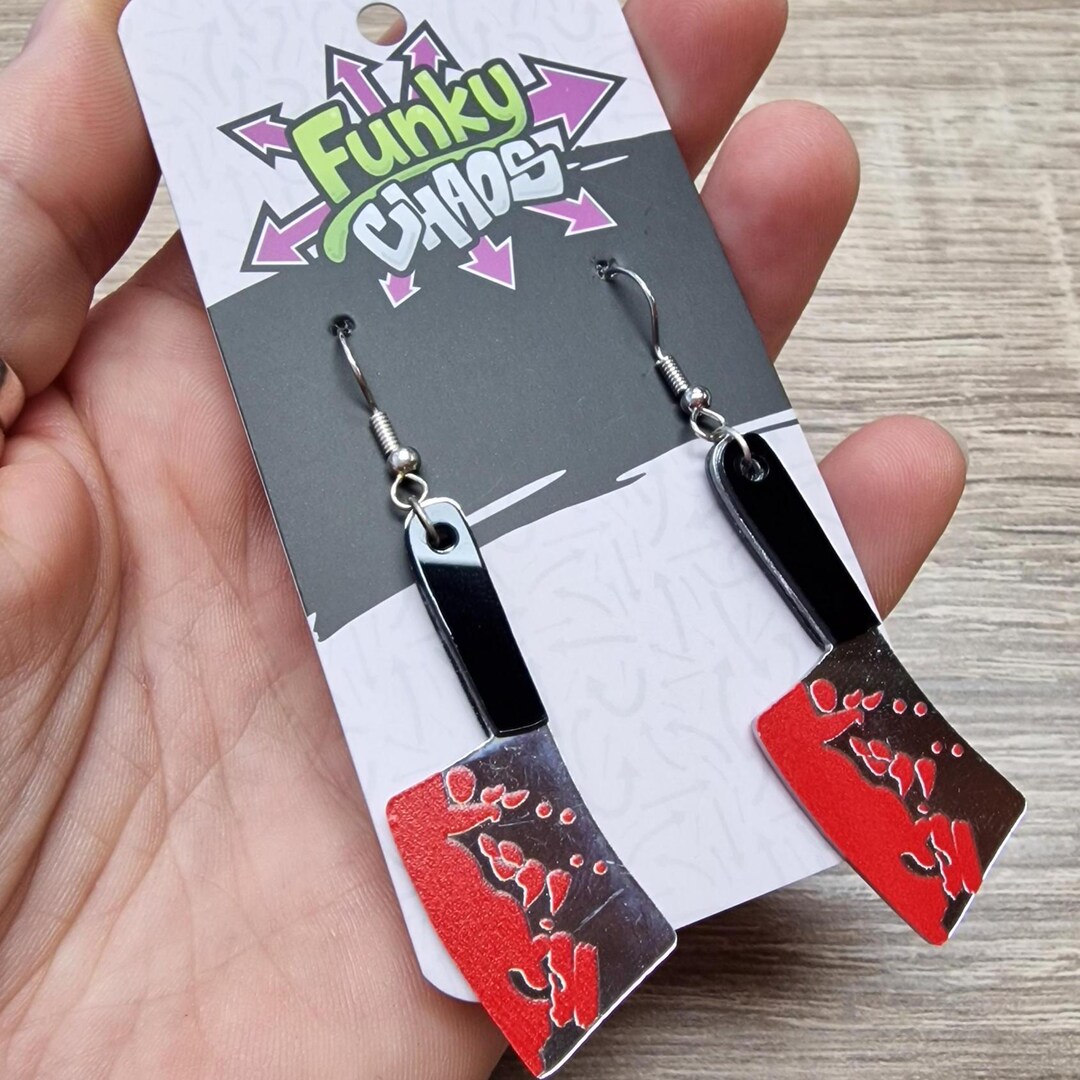 Bloody Meat Cleaver Earrings Halloween Scream Chucky Acrylic - Etsy