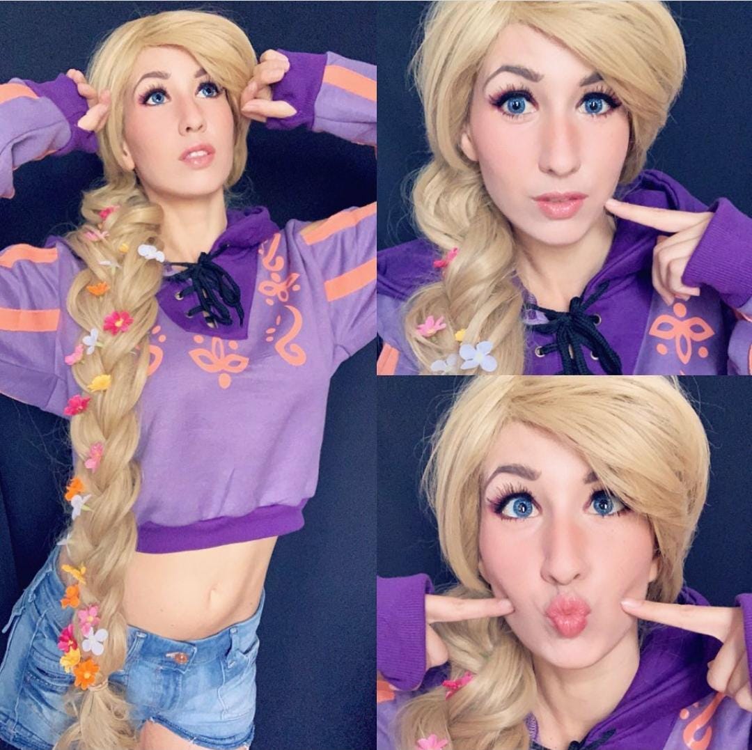 Rapunzel Long Curly Wig Cosplay Princess Hair Synthetic Tangled ...