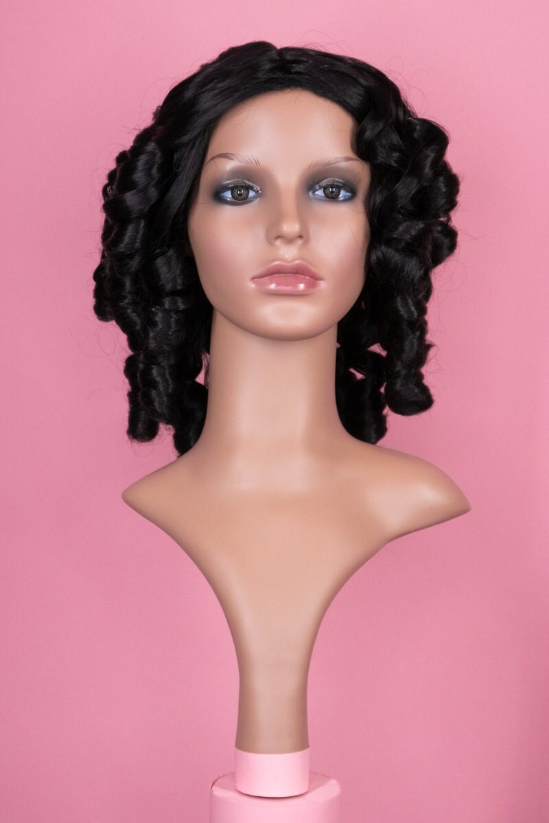 Pipe Curls Wig Black Baroque No Bangs - Etsy