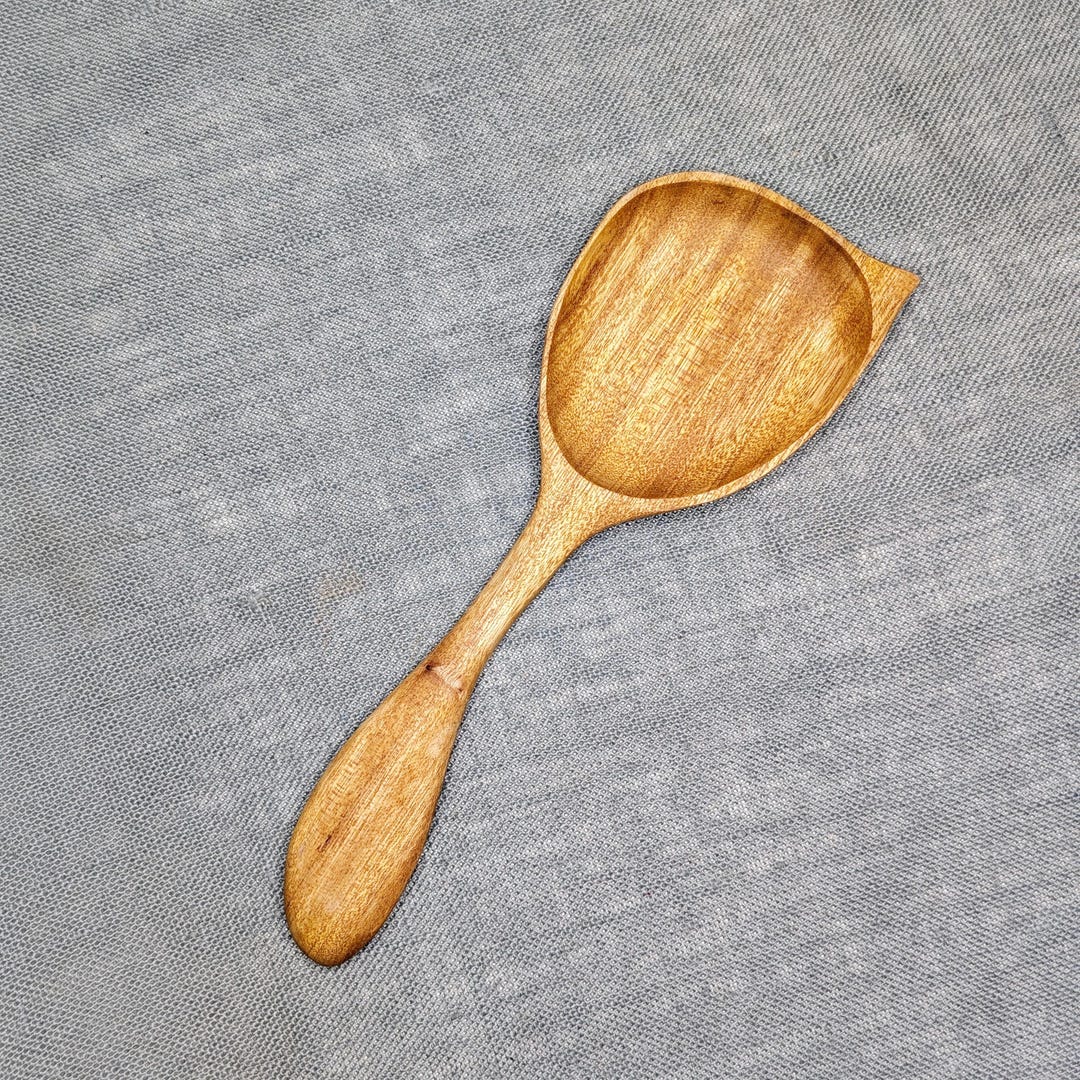 Hand Carved Mahogany Wooden Large Cooking Spoon: Stirring in Ladle or ...