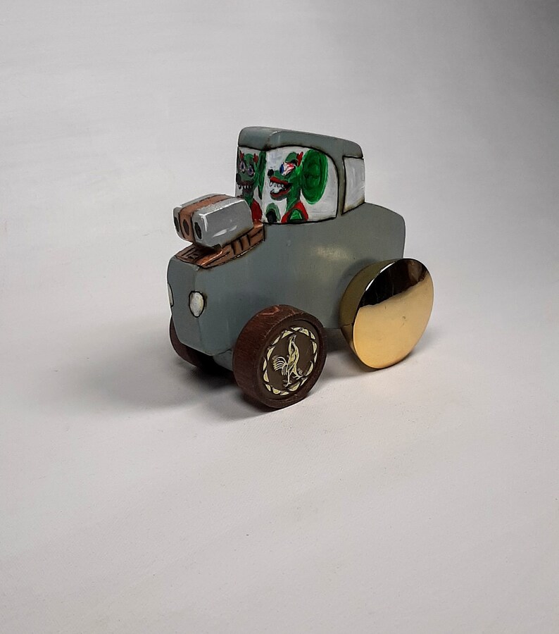 Hot Rod Wood Toy Car Lady Rat Fink Painted Sculpture With - Etsy Australia