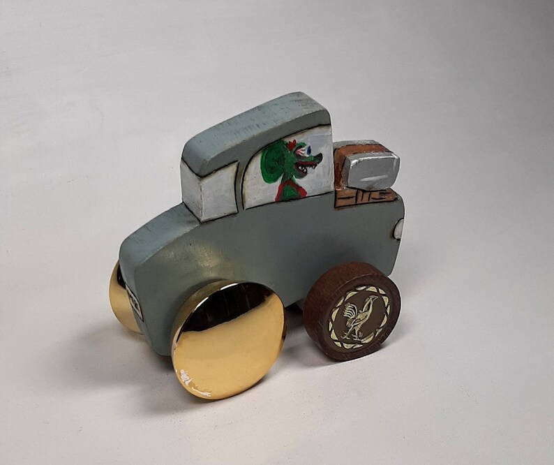 Hot Rod Wood Toy Car Lady Rat Fink Painted Sculpture With - Etsy