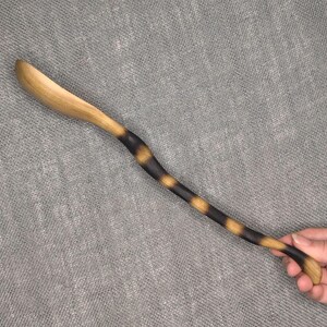Wood Spoon Hand Carved, Shou Sugi Ban, Black Handle: Cooking, Serving ...