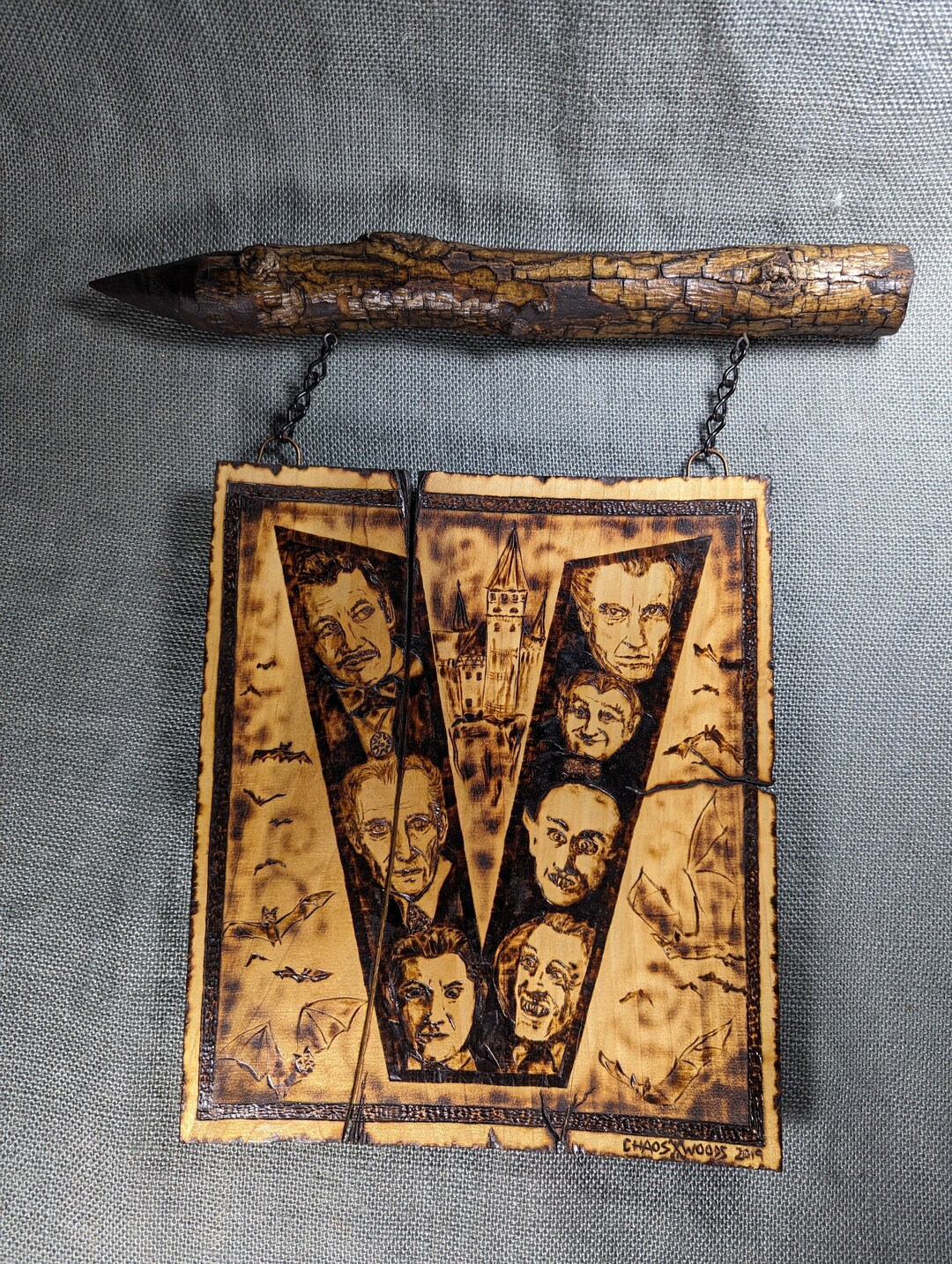 Vampires Pyrography Drawing Unique, Original Wood Burnt Art Great for ...