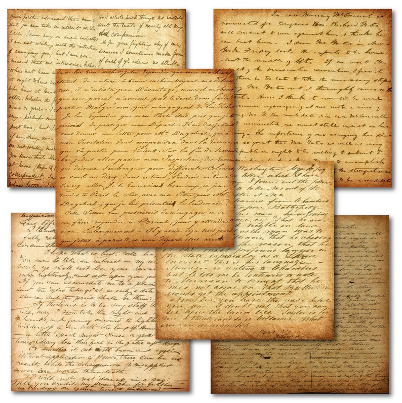 Antique Script Digital Paper 12 Vintage Handwritten Letters | Etsy