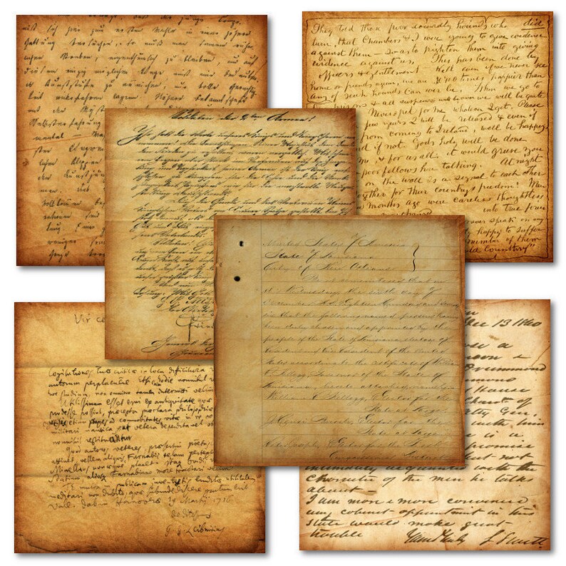 Antique Script Digital Paper 12 Vintage Handwritten Letters | Etsy