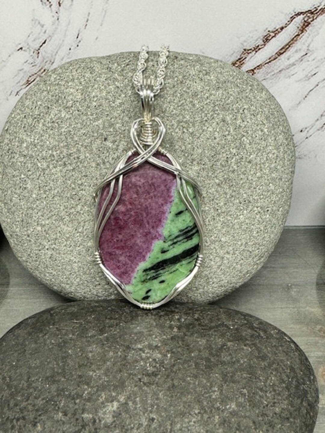 Ruby in Zoisite,ruby in Zoisite Jewelry Pendant Necklace, Wire Wrapped Jewelry, Handmade Gift ...