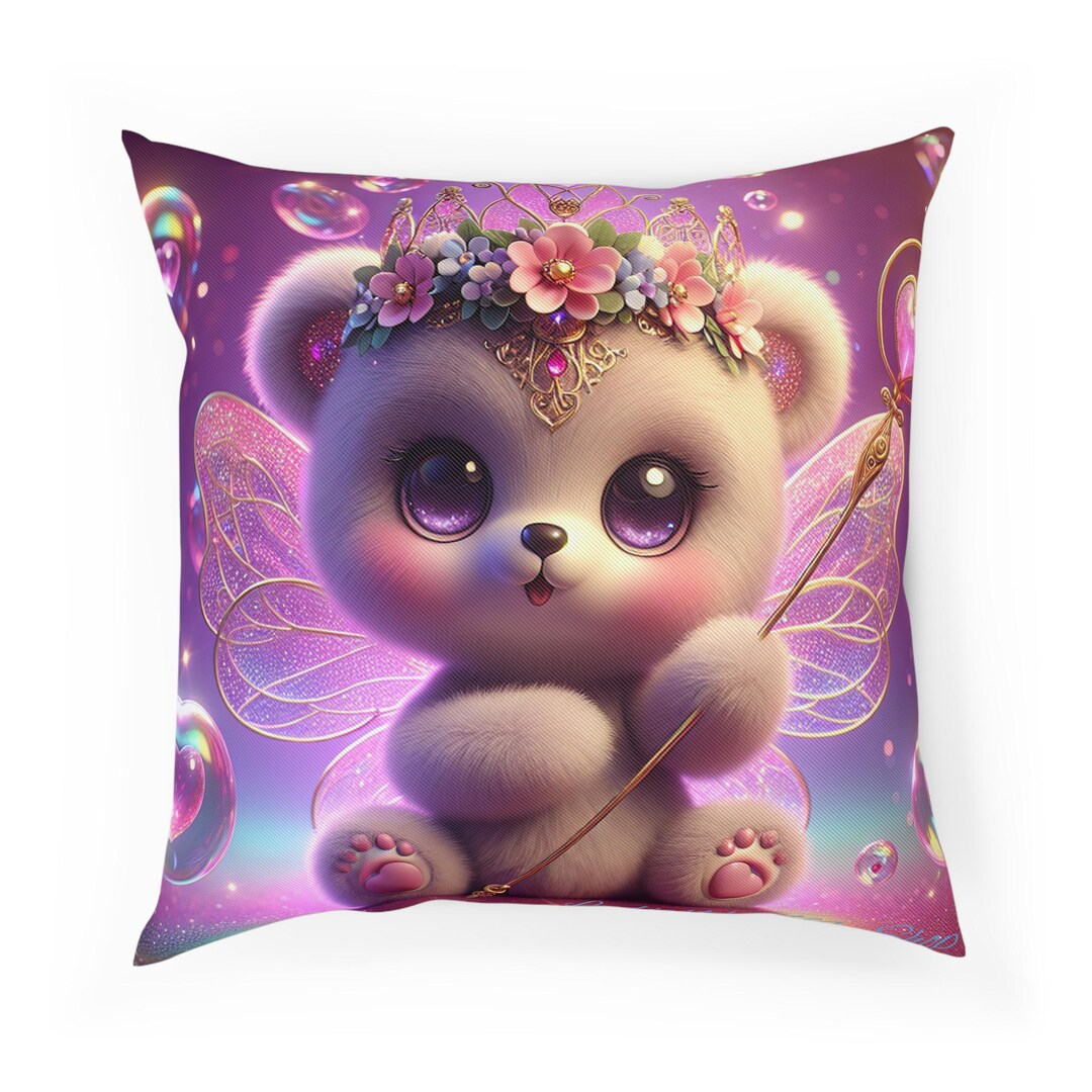 Sweet Baby Bear Pillow Adorable Bear Pink Hearts Cute Nursery Decor ...