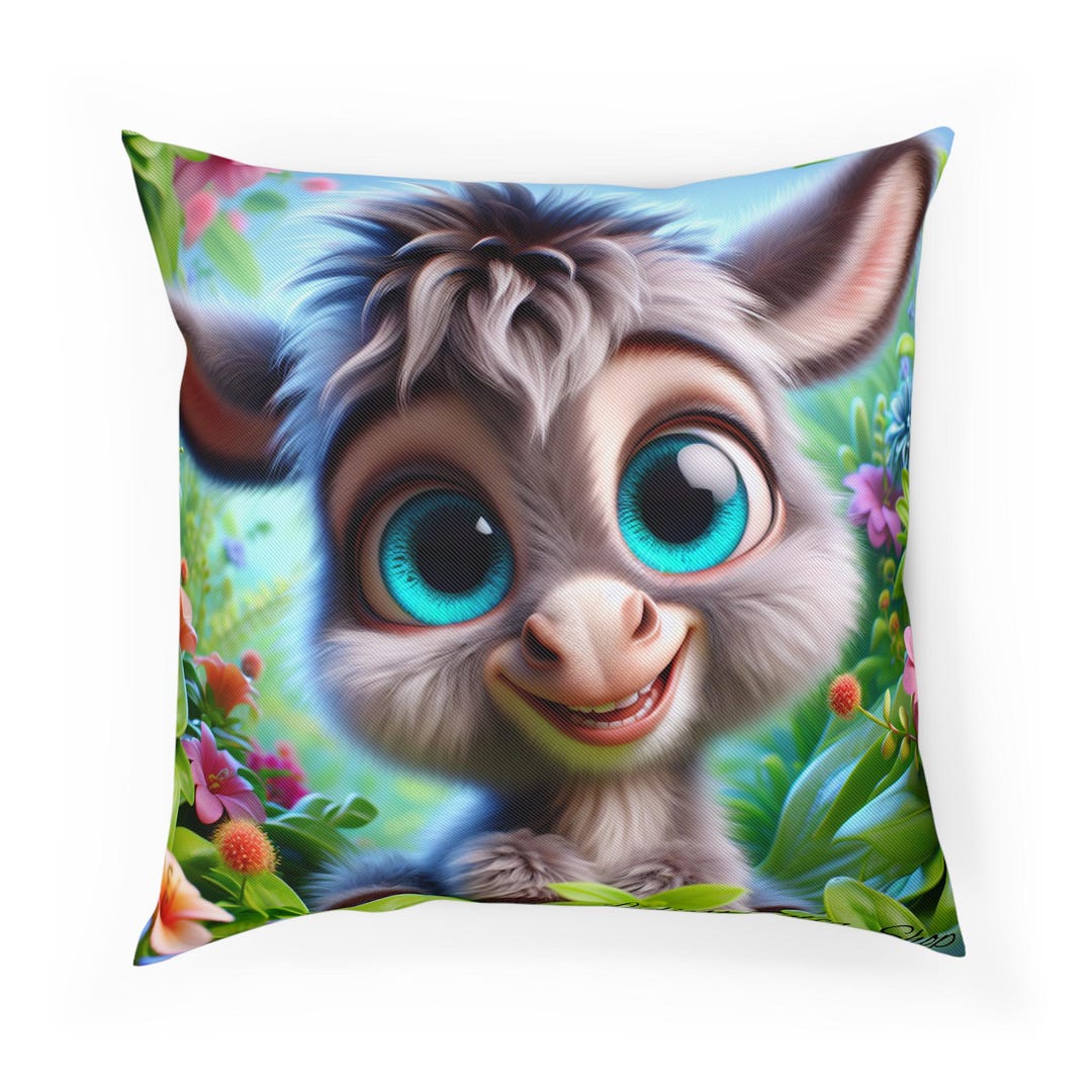 Adorable Donkey Pillow With Big Blue Eyes- Soft, Cuddly Farm Animal ...