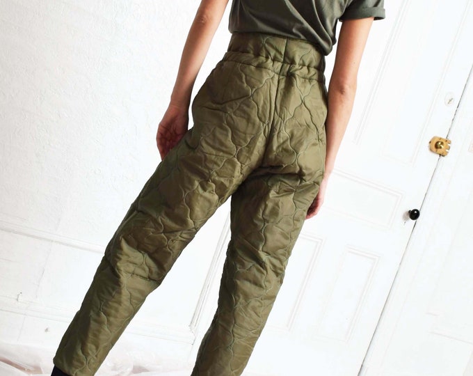Women’s High Rise Cotton 100% Thick Quilted Padding Deep Pocket Ribbed ...