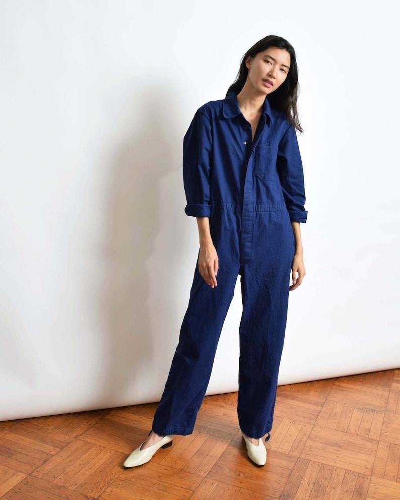 Vintage Blue Cotton Coveralls Boiler Suit Jumpsuit Onesie XS S M L - Etsy