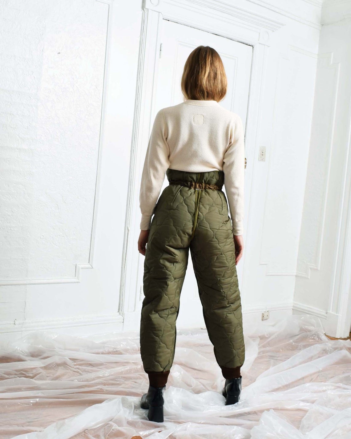 Vintage Quilted Liner Pants High Waist Insulated Pants XS S M - Etsy