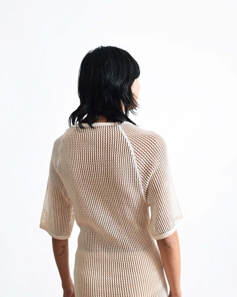 Vintage Cotton Net Dress Ivory Mesh Tee Shirt Dress XS S - Etsy