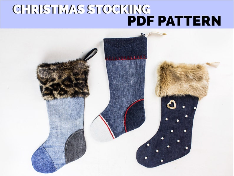 Upcycled Denim Christmas Stocking Pattern – Easy Beginner Sewing ...