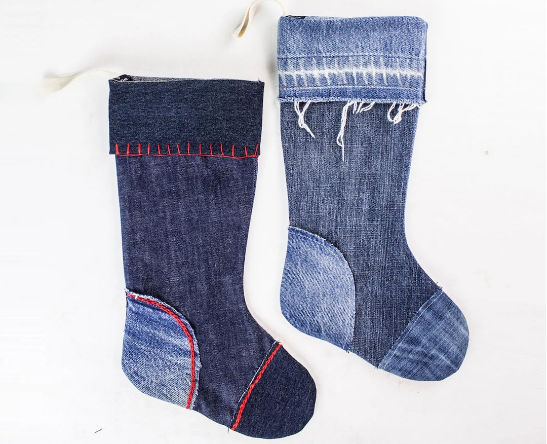 Upcycled Denim Christmas Stocking Pattern – Easy Beginner Sewing ...