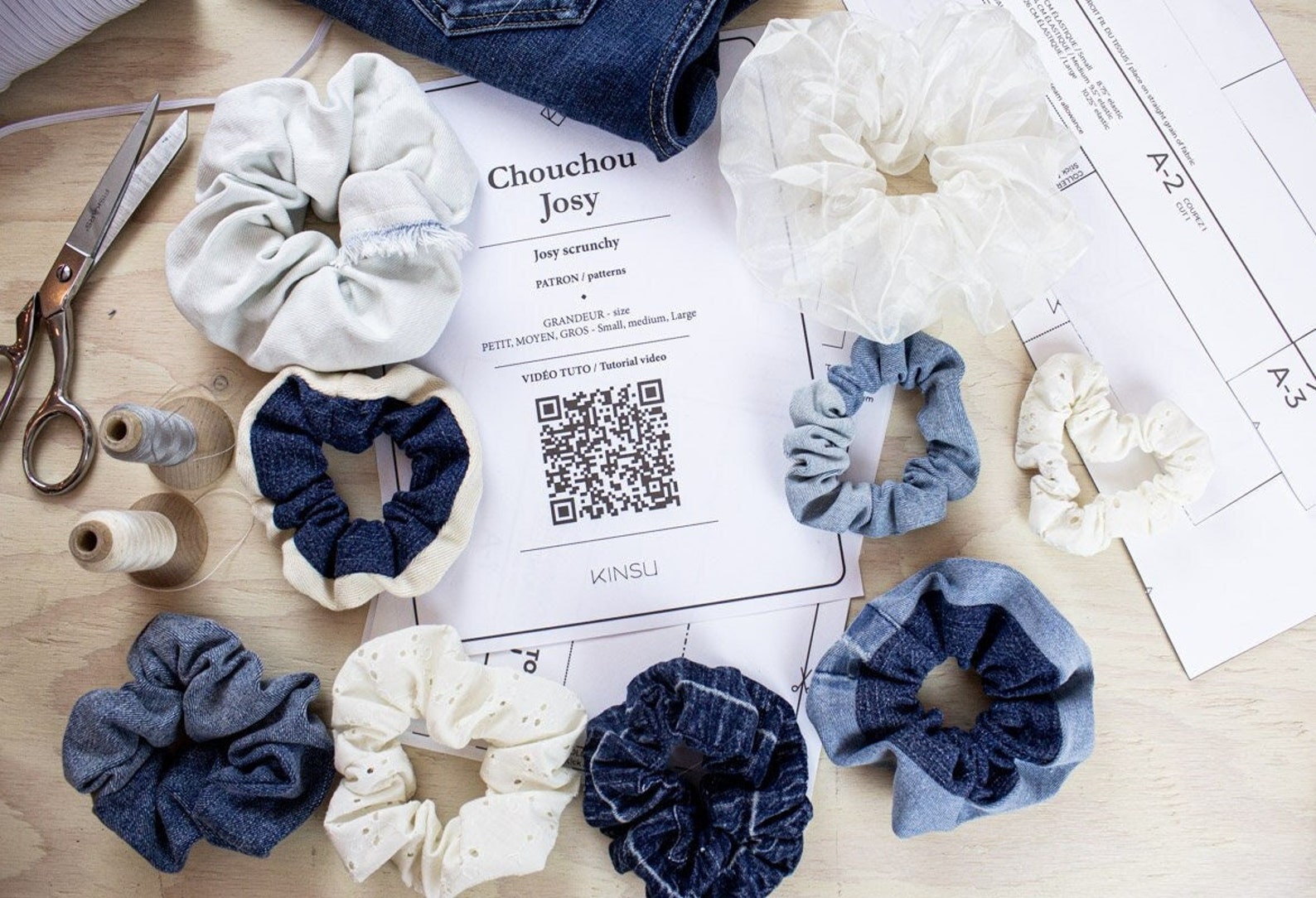 Scrunchie Pattern, PDF Downloadable Pattern, Upcycled Denim Scrunchie ...