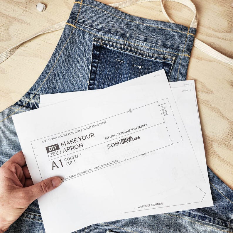 Upcycled Denim Apron Sewing Pattern | PDF Tutorial | Beginner-friendly ...