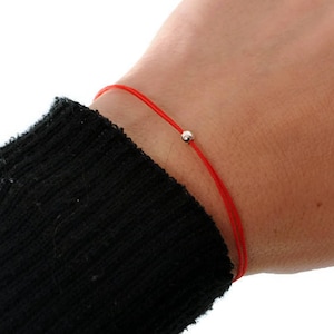 Couples Bracelet, Sterling Silver 3mm Bead, Red String of Fate, Red ...