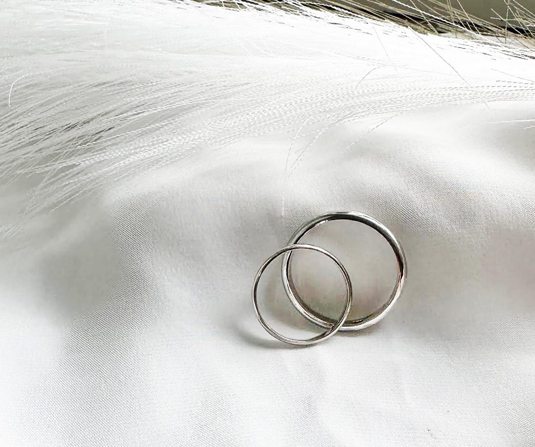 Matching Couple Rings Set - His and Hers Wedding Rings - Sterling ...