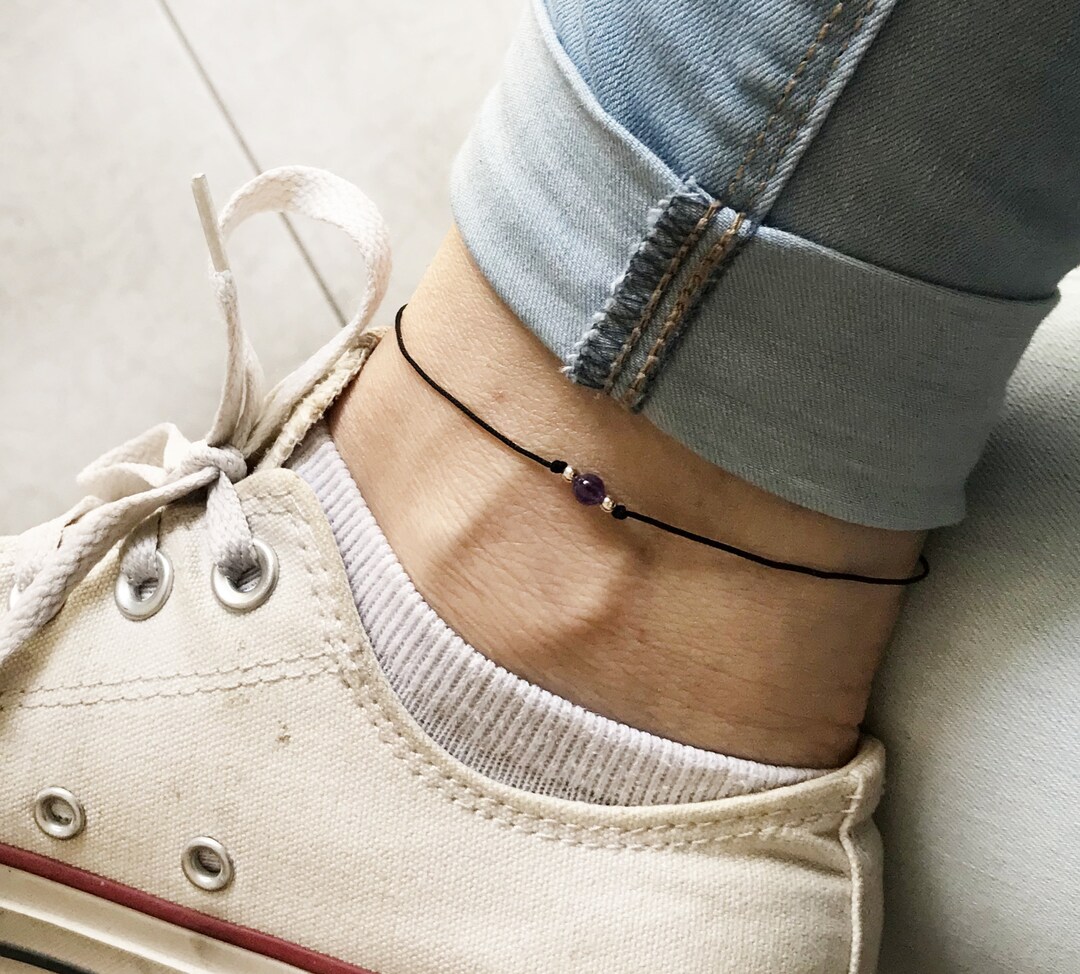 Amethyst Anklet Bracelet, Dainty Anklet Bracelet, Summer Beach Anklet ...