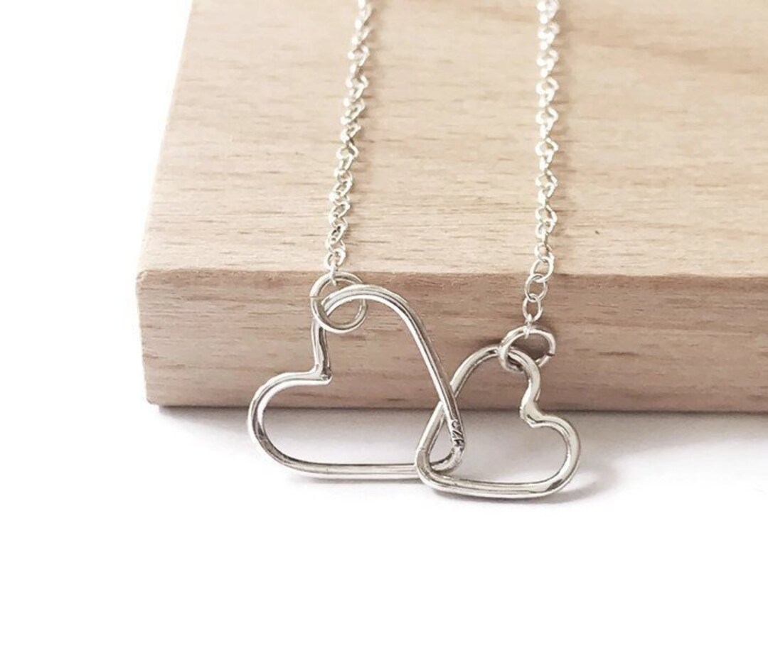 Interlocking Heart Necklace, Interlink Necklace, Sterling Silver Heart ...