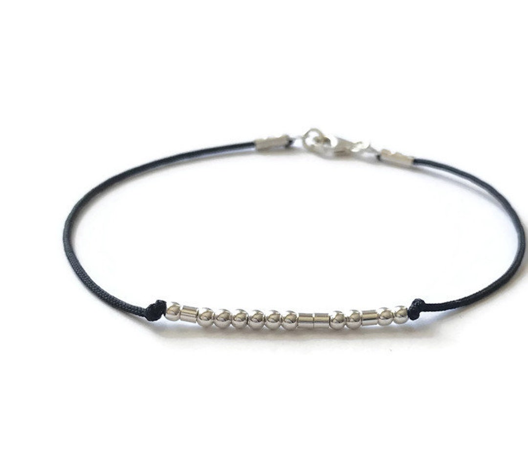 Mens Custom Morse Code Bracelet, Sterling Silver Father Morse Code ...