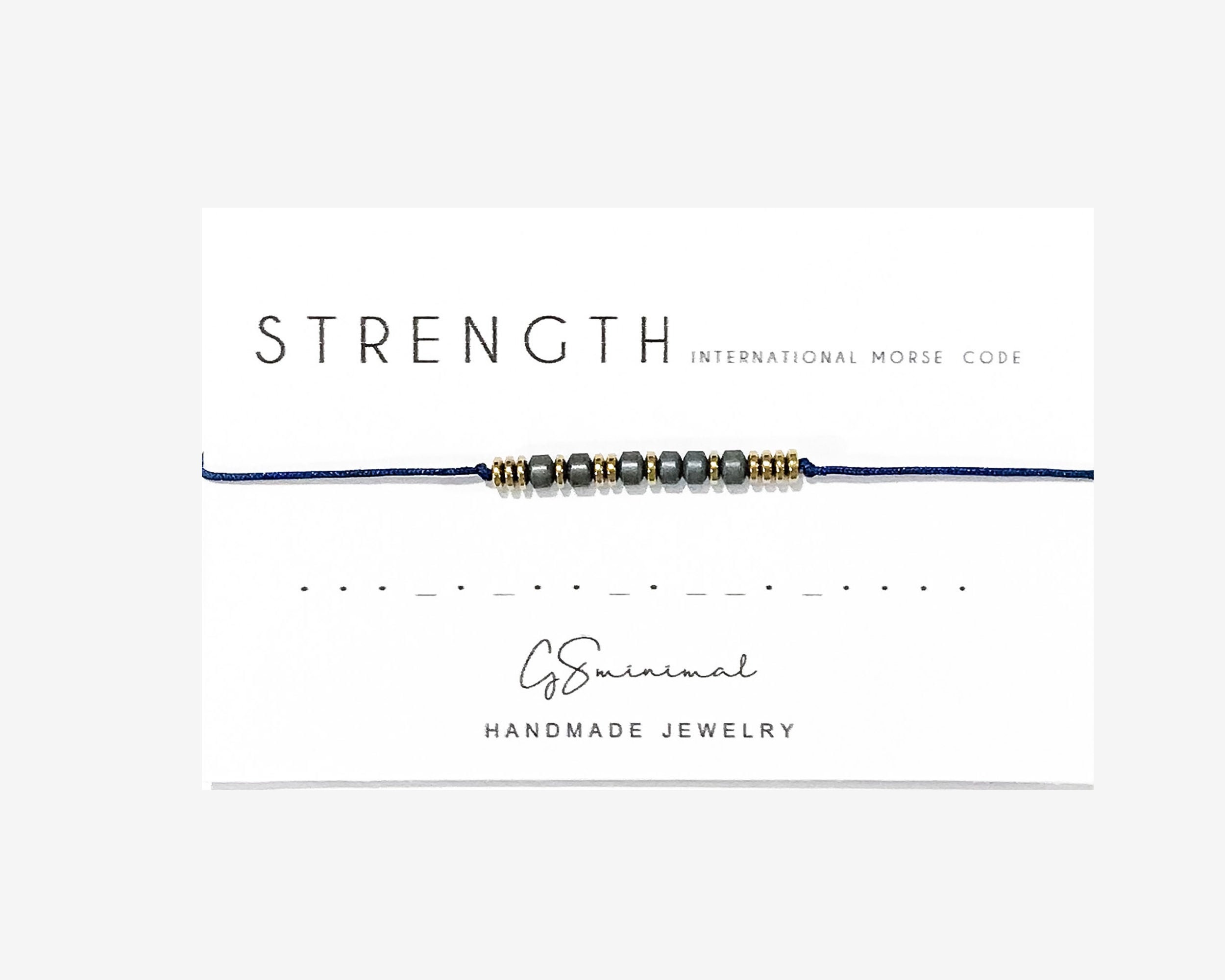 Strength Morse Code Bracelet Custom Morse Code Bracelet Mens | Etsy