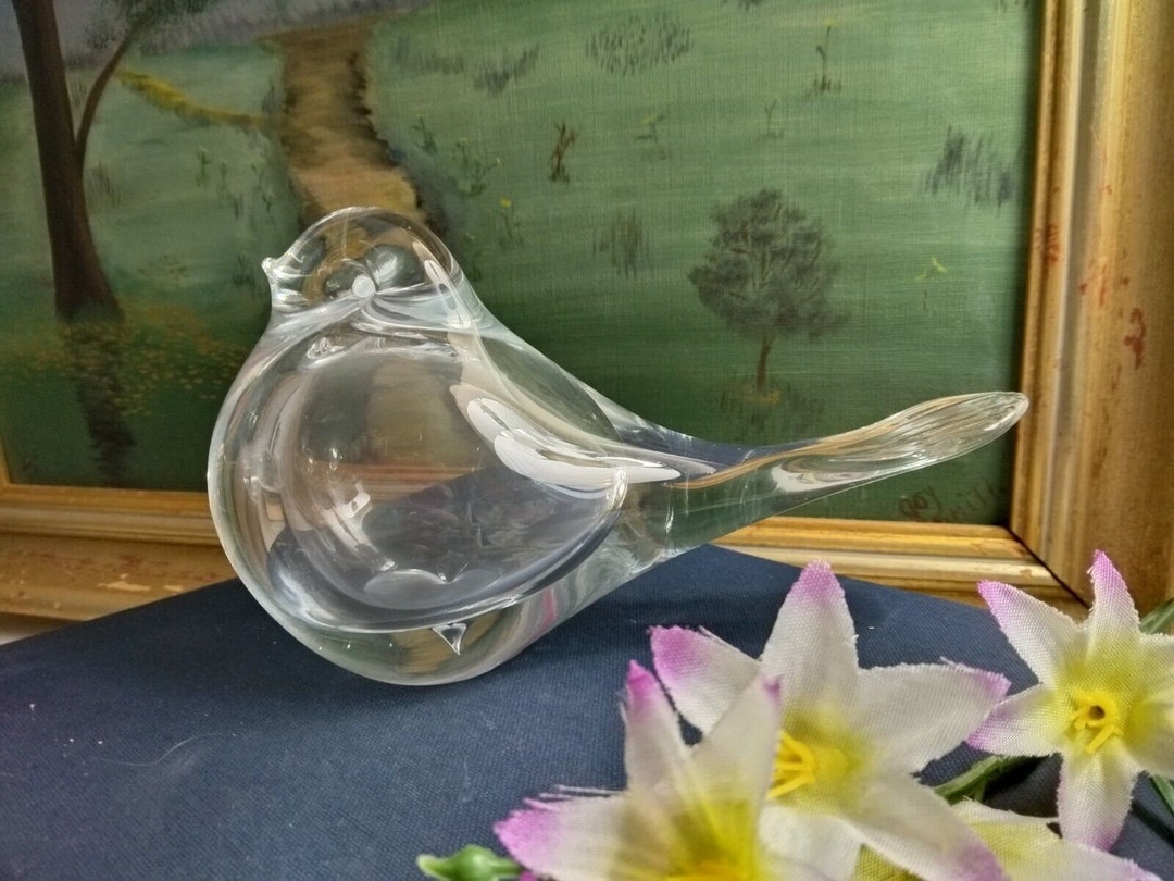 Clear Art Glass Bird Figurine Paperweight Love Bird - Etsy