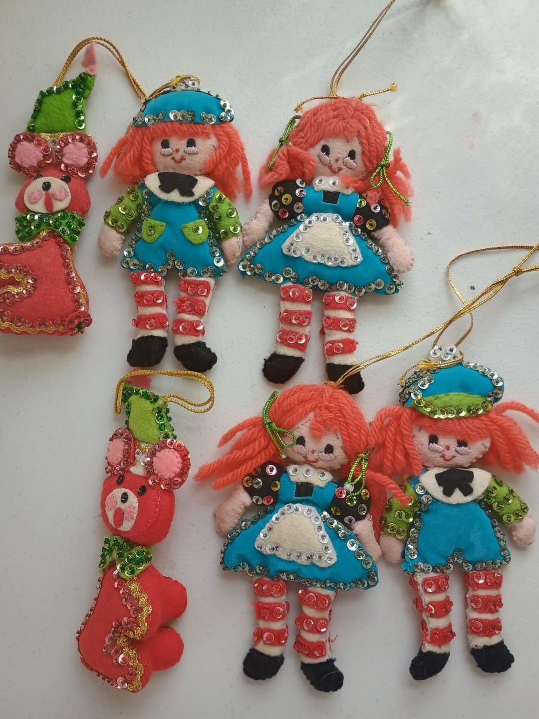 Raggedy Ann and Andy and Arthur the Dog Set of 6 Bucilla Christmas ...