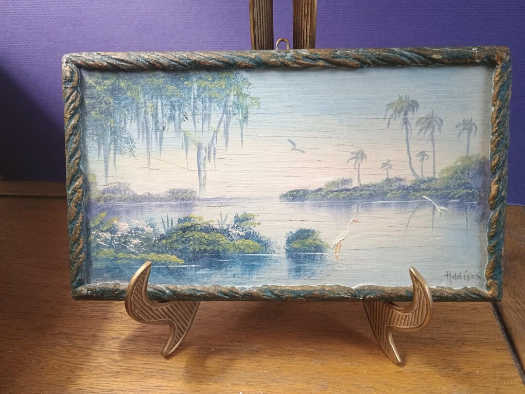 Walter Channing WC Addison Signed Miniature Tropical Painting on Board ...