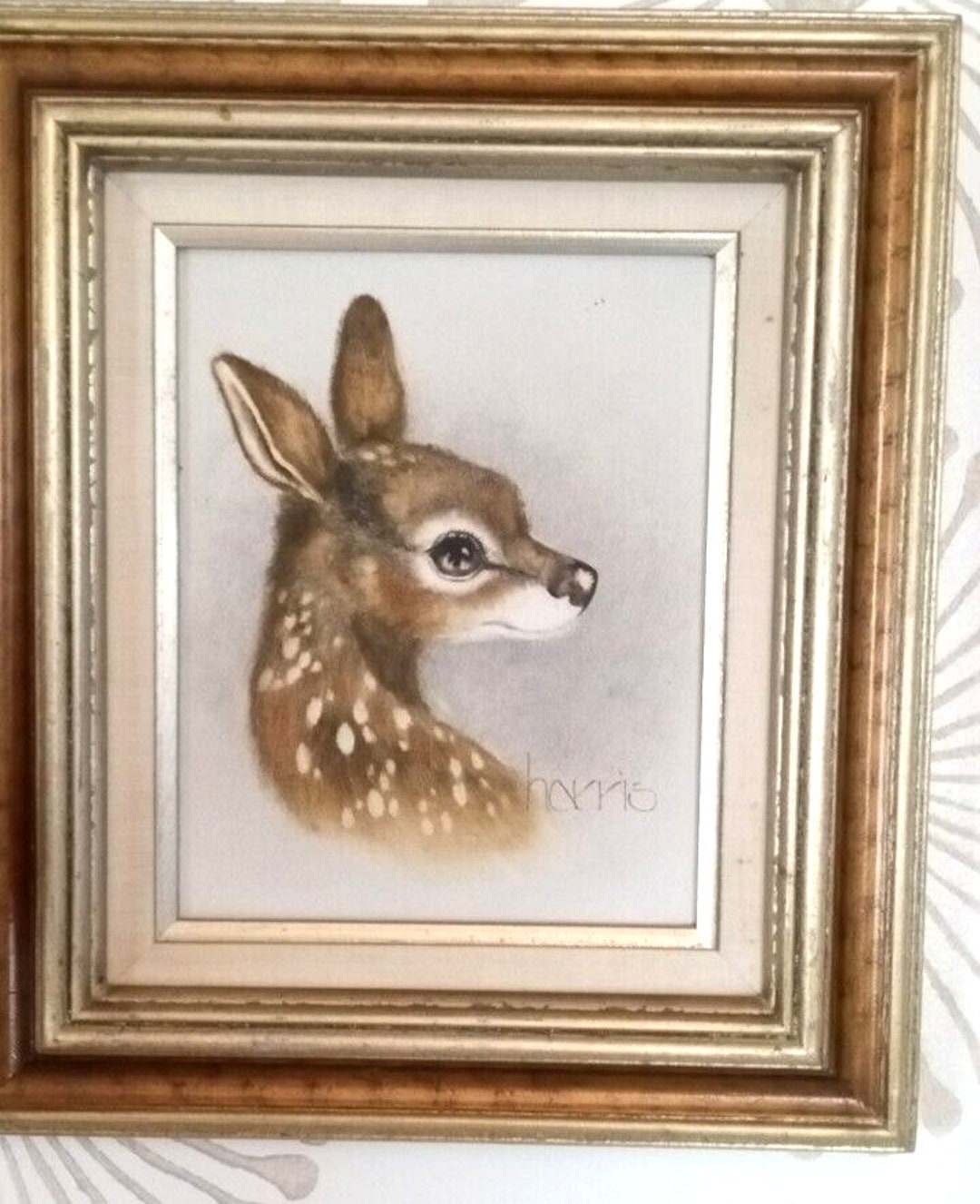 Peggy Harris Original Oil Painting Signed Framed Memories, Fawn, Deer ...