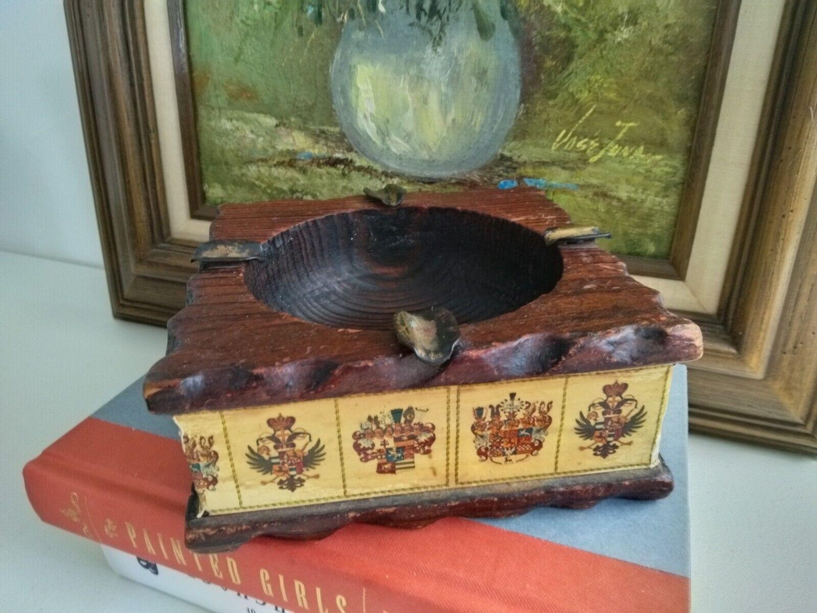 MCM Vintage Wood Ashtray With Decoupage Border Made in Spain - Etsy