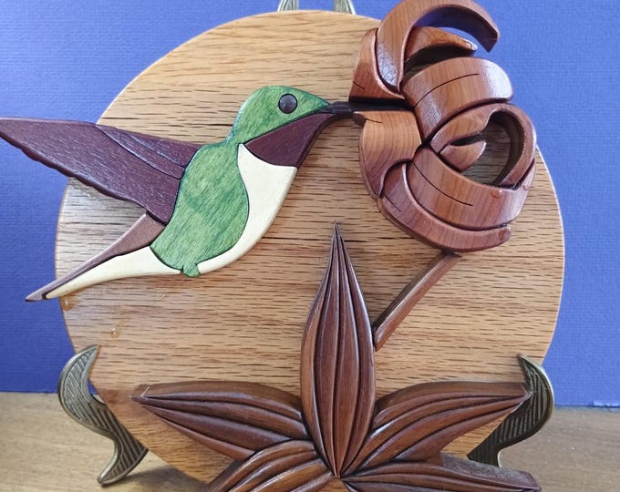 Hummingbird and Flower Intarsia Wood Wall Art RTH Kalamazoo, MI Artist ...