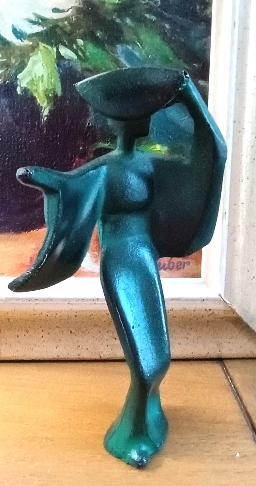 Cast Iron Japanese Geisha Figurine Vintage Verdigris Finish 7" Classic ...