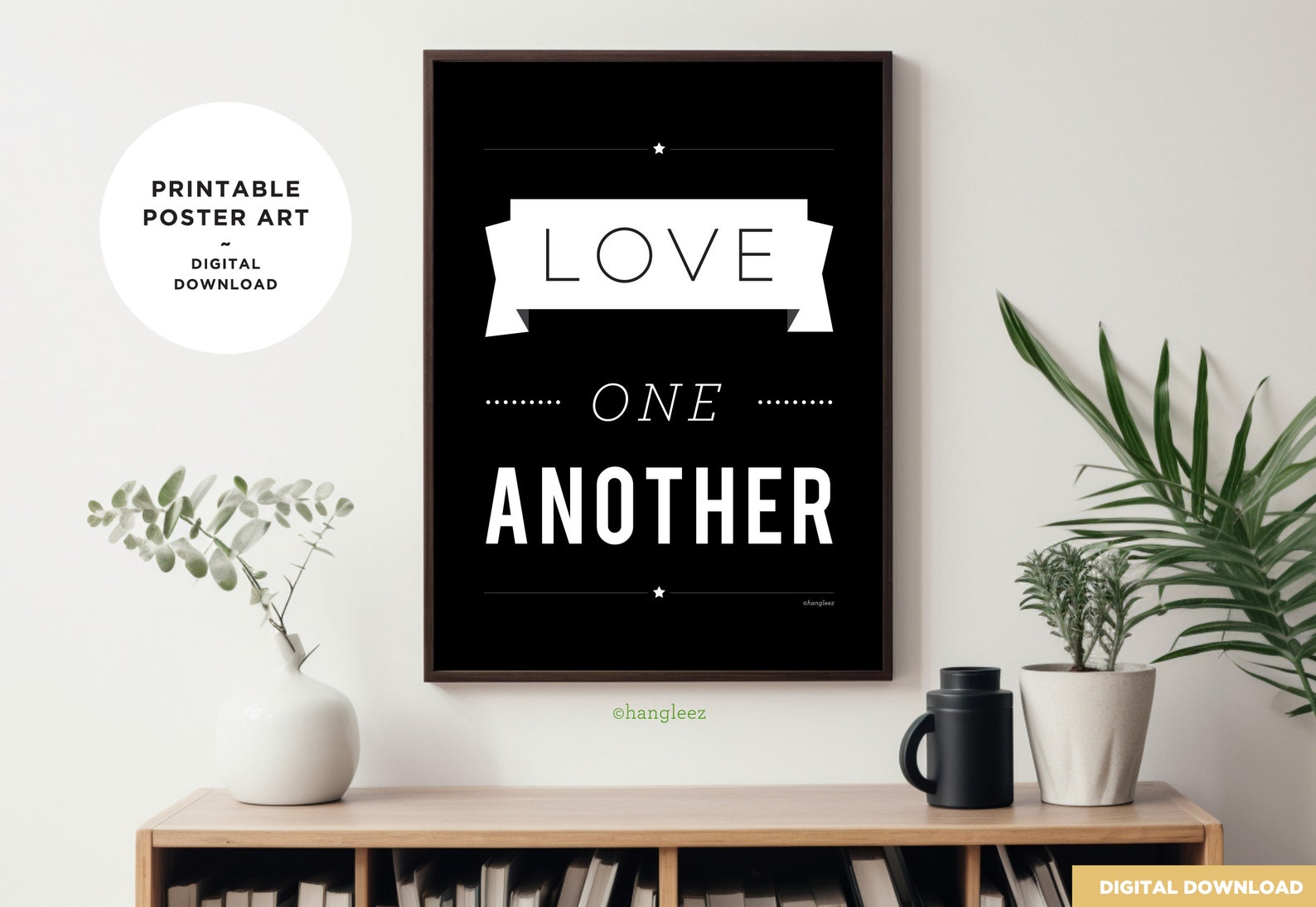 Love One Another, PRINTABLE Wall Poster Art, Typography Statement ...