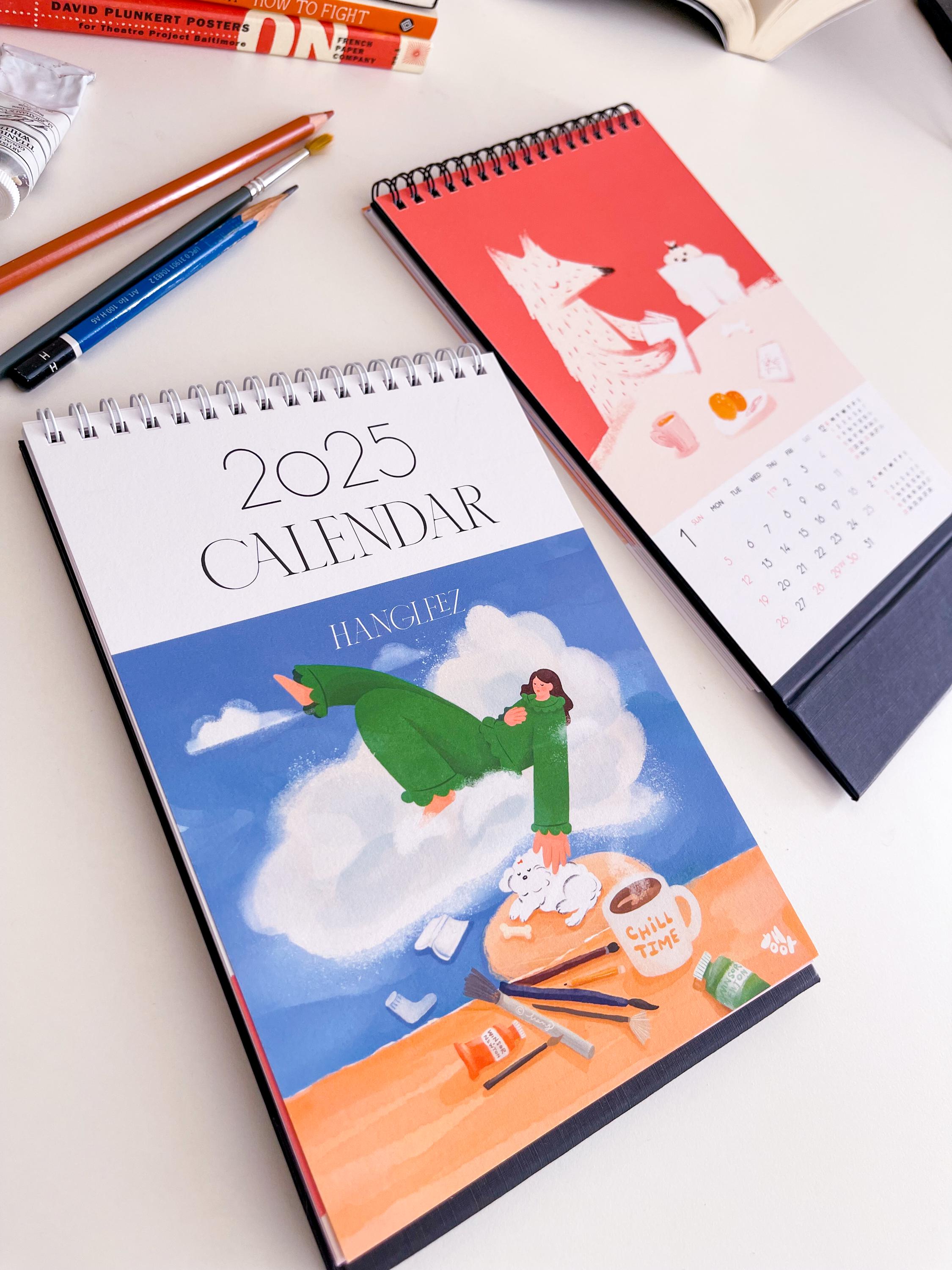 2025 Charming Standing Desk Calendar, Monthly Cute Calendar, Spiral ...