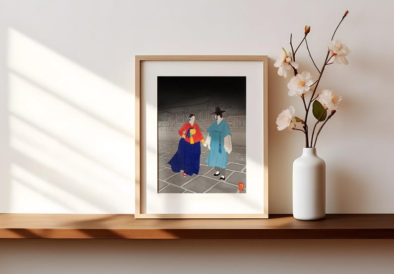 Hanbok Korean Couple, Palace 경복 Night Walk, Korea Palace, Hanbok ...