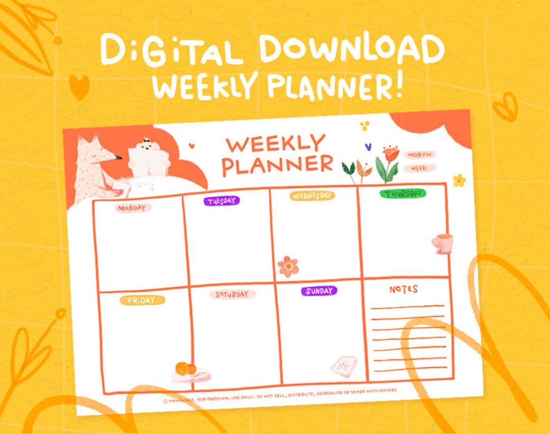 Weekly Planner Printable A4 Sheet to Instant Download and Print at Home ...