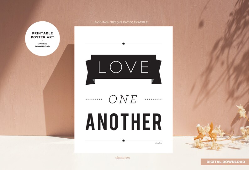 Love One Another, PRINTABLE Wall Poster Art, Typography Statement ...