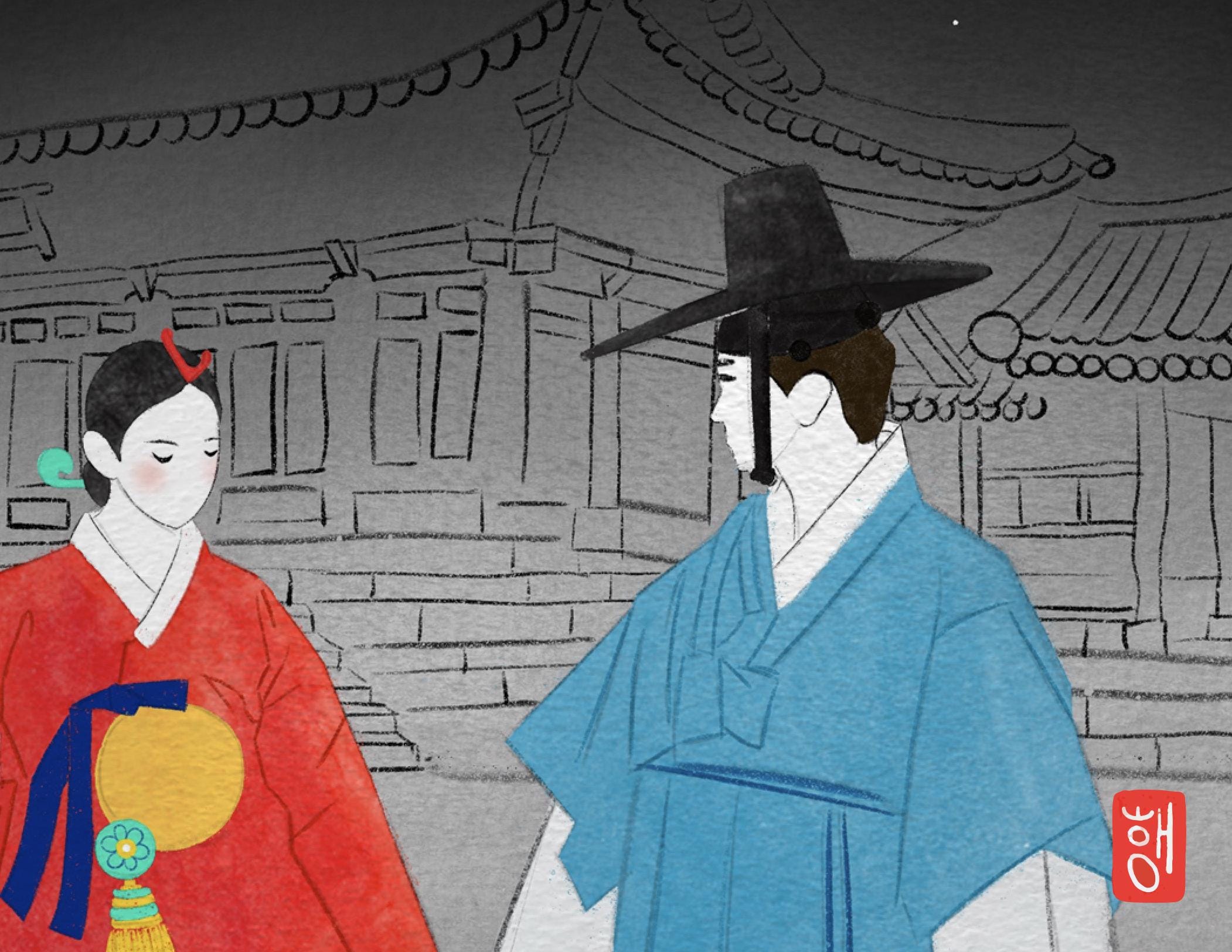Hanbok Korean Couple, Palace 경복 Night Walk, Korea Palace, Hanbok ...