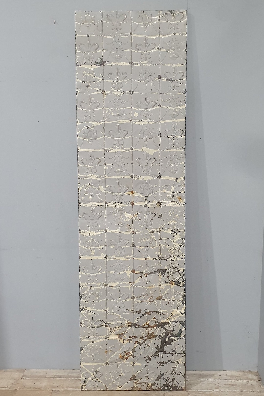 Large Grey Framed Tin Tile Panel - Etsy