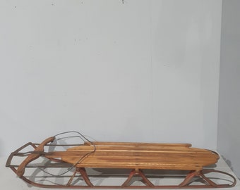 Vintage Genuine Gladding Speedaway Wood Metal Wooden Snow Sled Sledge ...