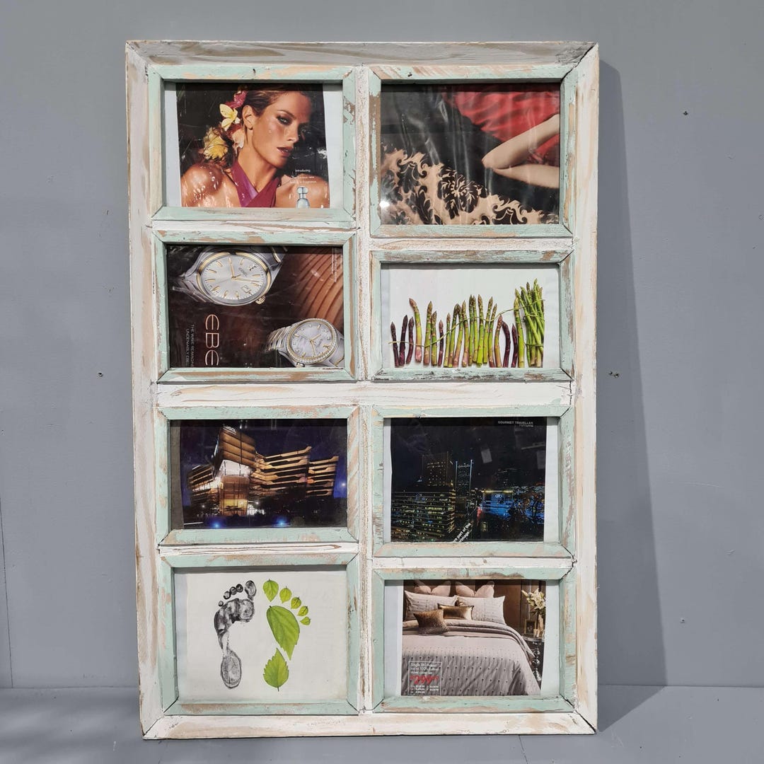 Large Rustic Wooden Multiple Picture Frame White and Green - Etsy