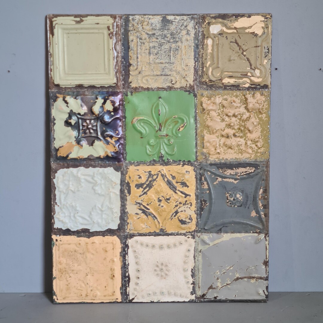 Vintage Tin Tile Splashback Wall Art - Etsy