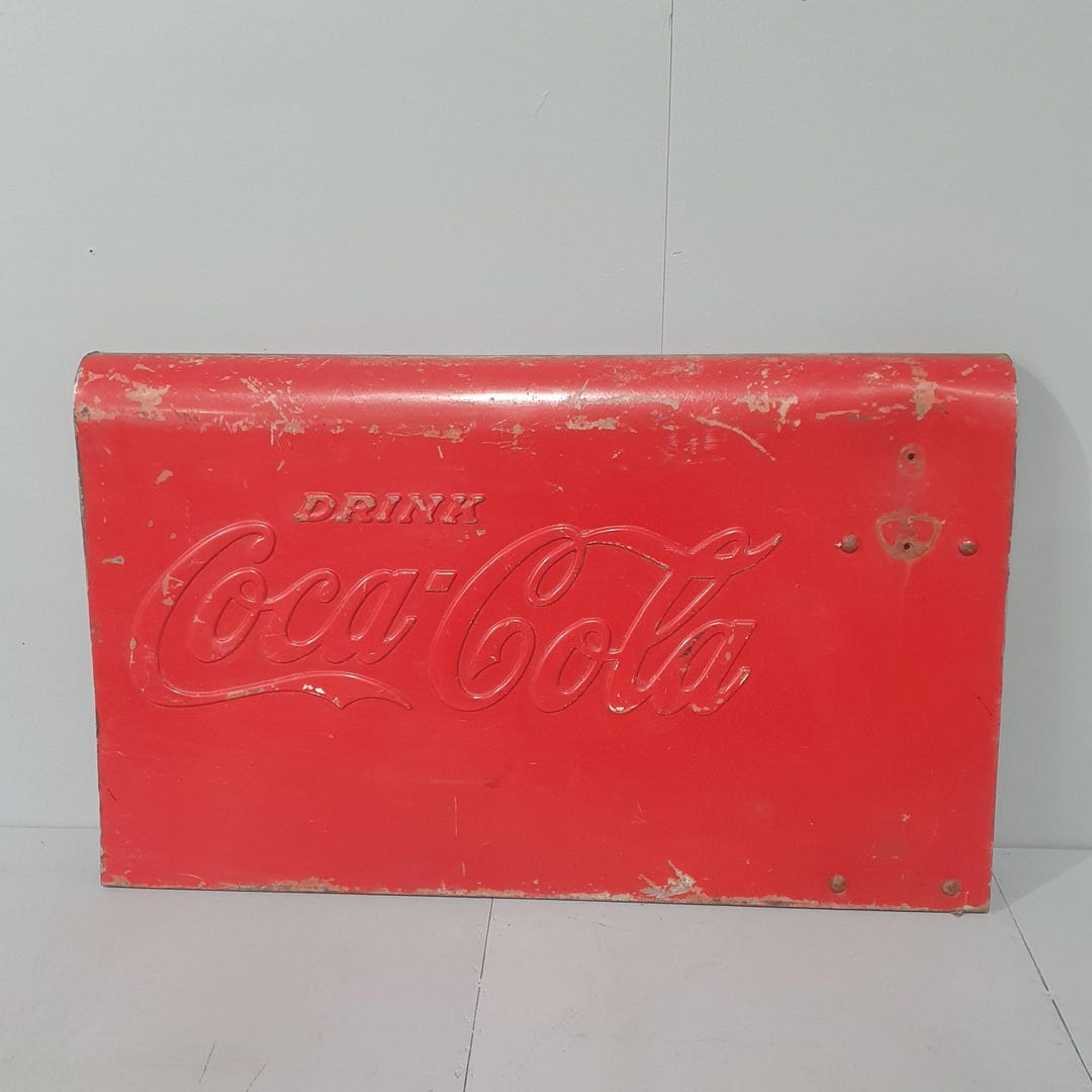 Vintage Metal Coca Cola Fridge Sign - Etsy