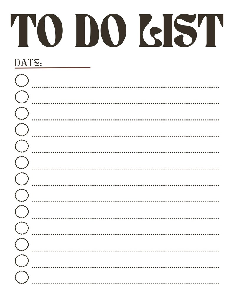 Printable to Do List 8.5 X 11 Inches: Groovy, Minimal, Simple Style - Etsy