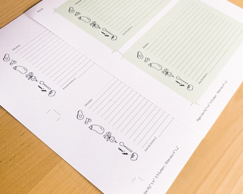 Recipe Cards Printable With Hand-drawn Food Illustrations, Green or ...
