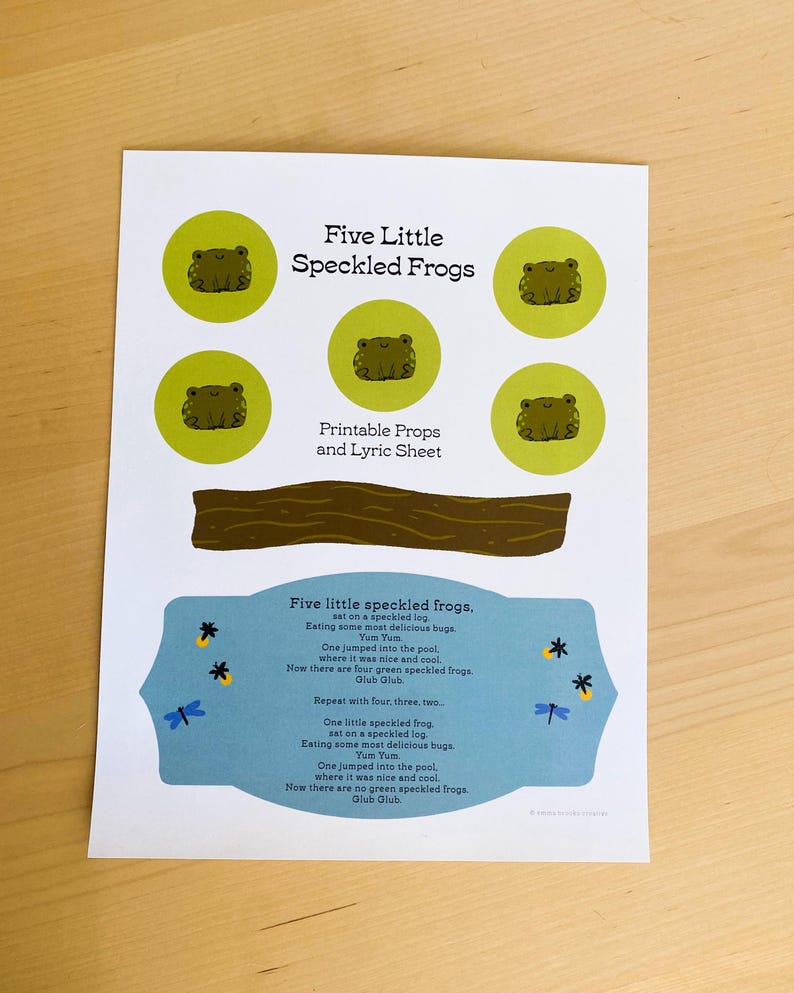 Five Little Speckled Frogs Printable Props & Lyrics (digital Download ...