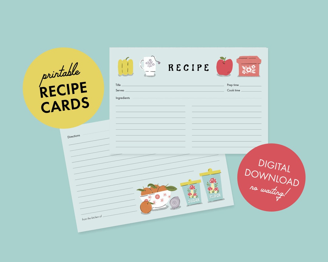 Kitschy Kitchen Printable Recipe Cards With Vintage Pyrex Illustrations ...