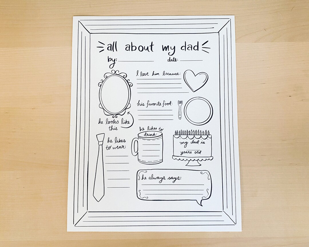 Father’s Day Printable Coloring and Activity Page All About My Dad ...